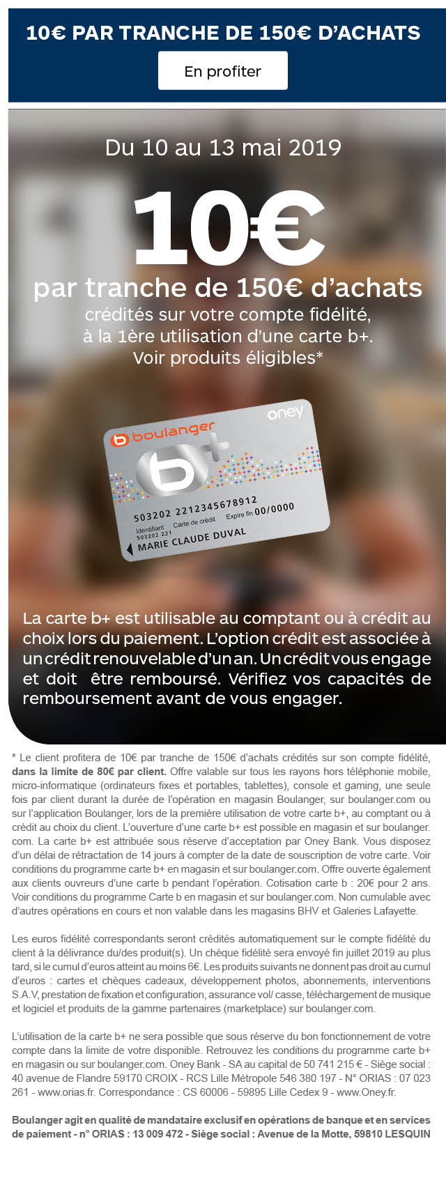 Financement Carte B+ | Boulanger