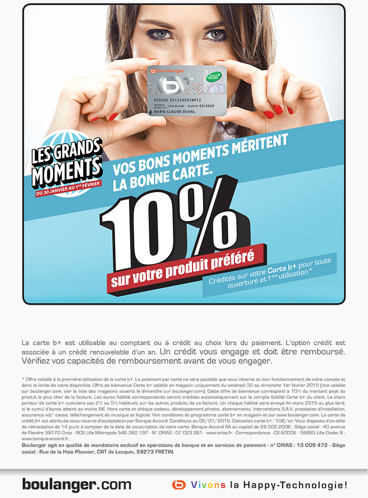 10% sur votre article préféré versé sur votre carte b+