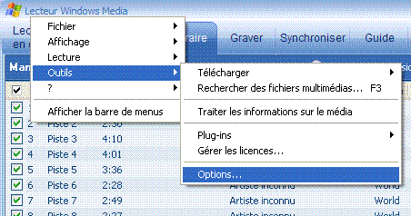 Encodage de MP3 avec Media Player 10 (Windows XP)